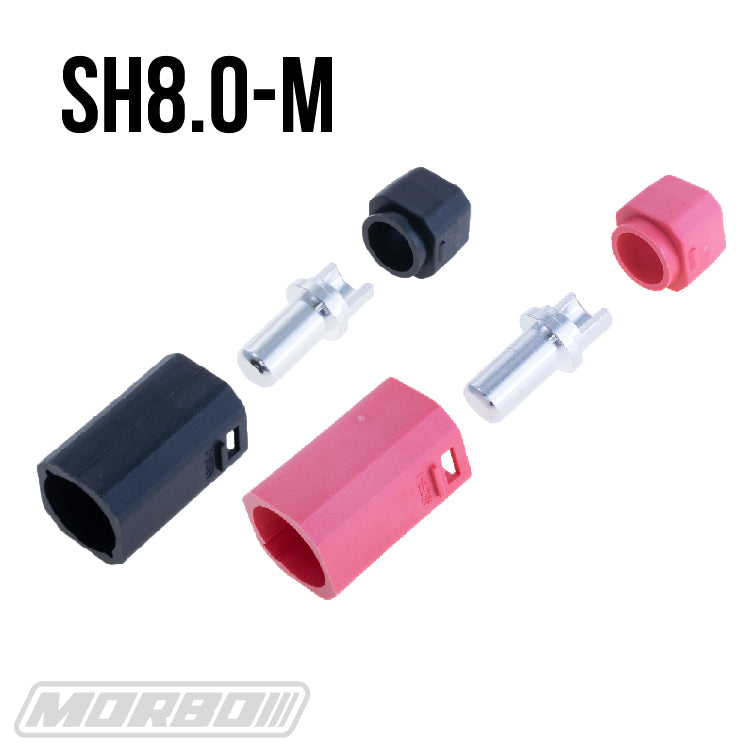 AMASS SH8.0 8MM CONNECTORS RED/BLACK – MORBO RACING